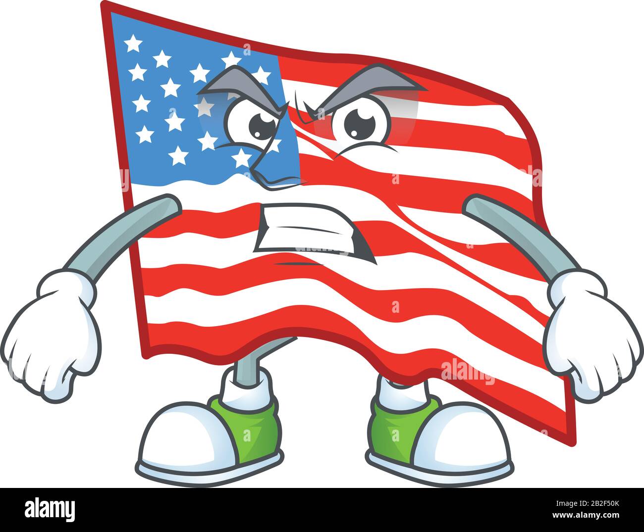 cartoon character of USA flag with angry face Stock Vector Image & Art ...