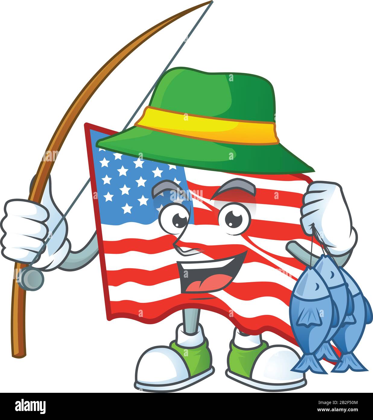A mascot design of Fishing USA flag with 3 fishes Stock Vector Image ...