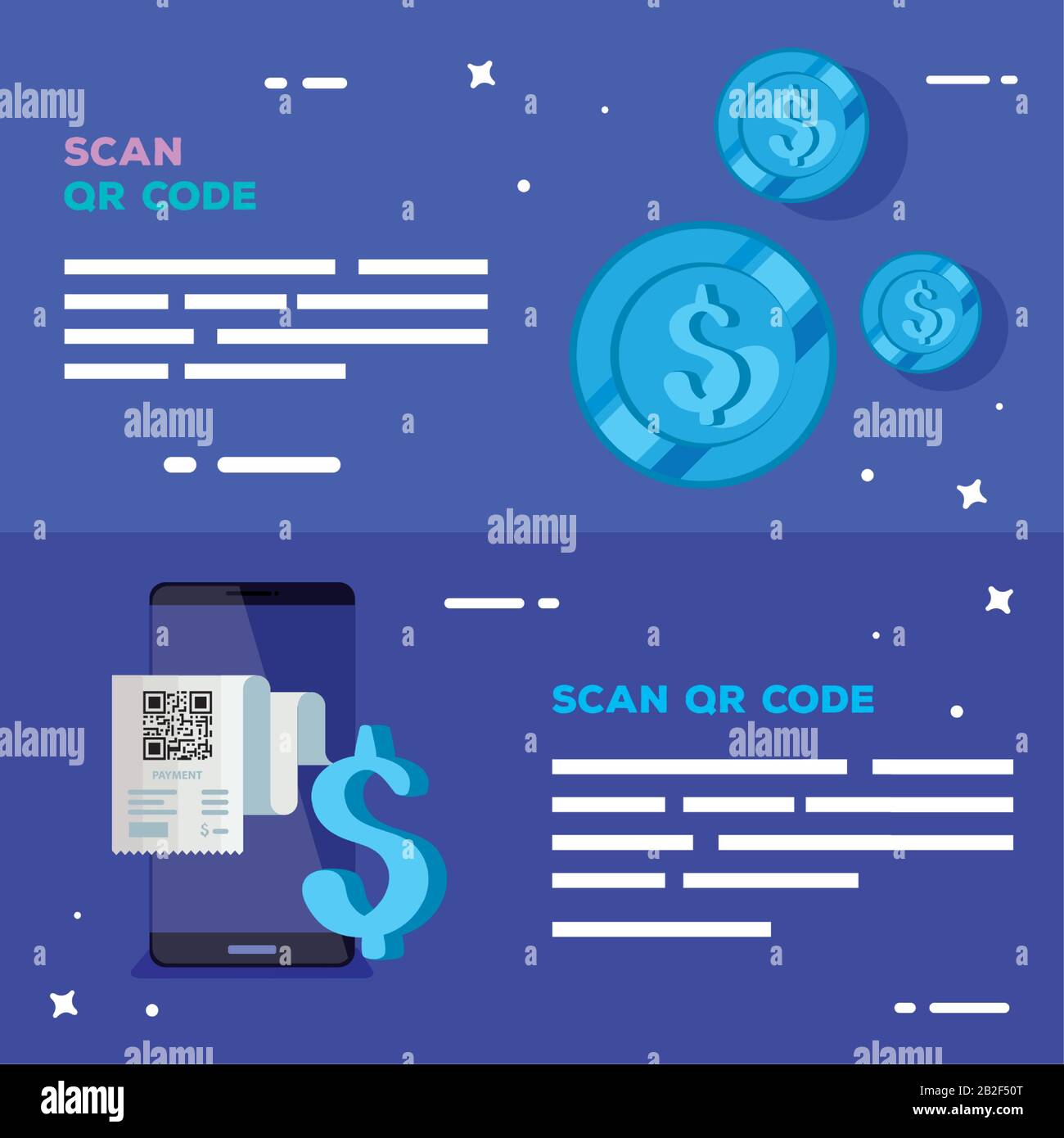 qr code paper smartphone dollar and coins vector design Stock Vector ...