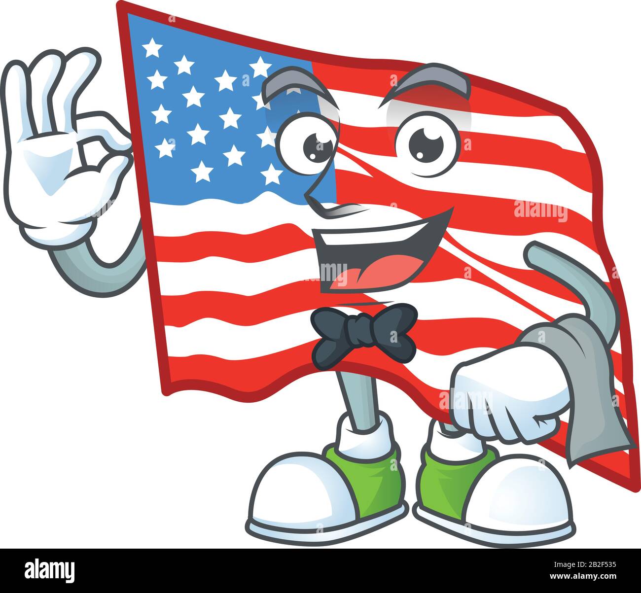 A USA flag cartoon mascot working as a Waiter Stock Vector Image & Art ...