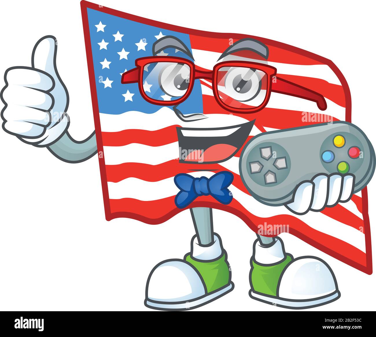 An attractive gamer USA flag cartoon character design Stock Vector ...