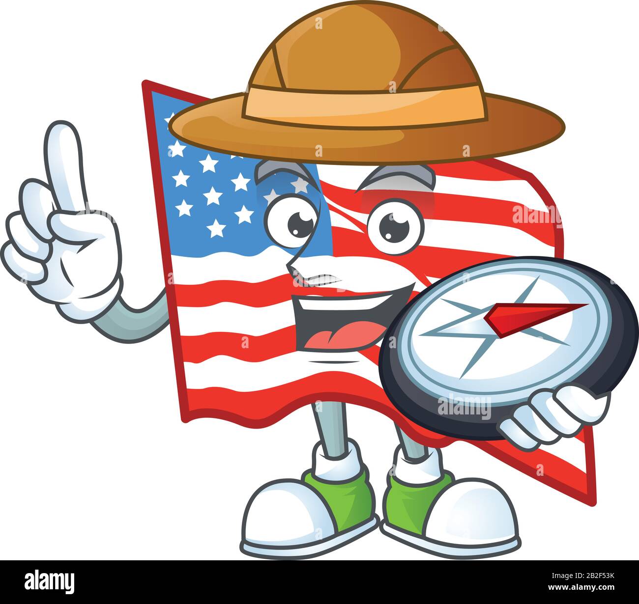 A USA flag explorer cartoon design having a compass Stock Vector Image ...