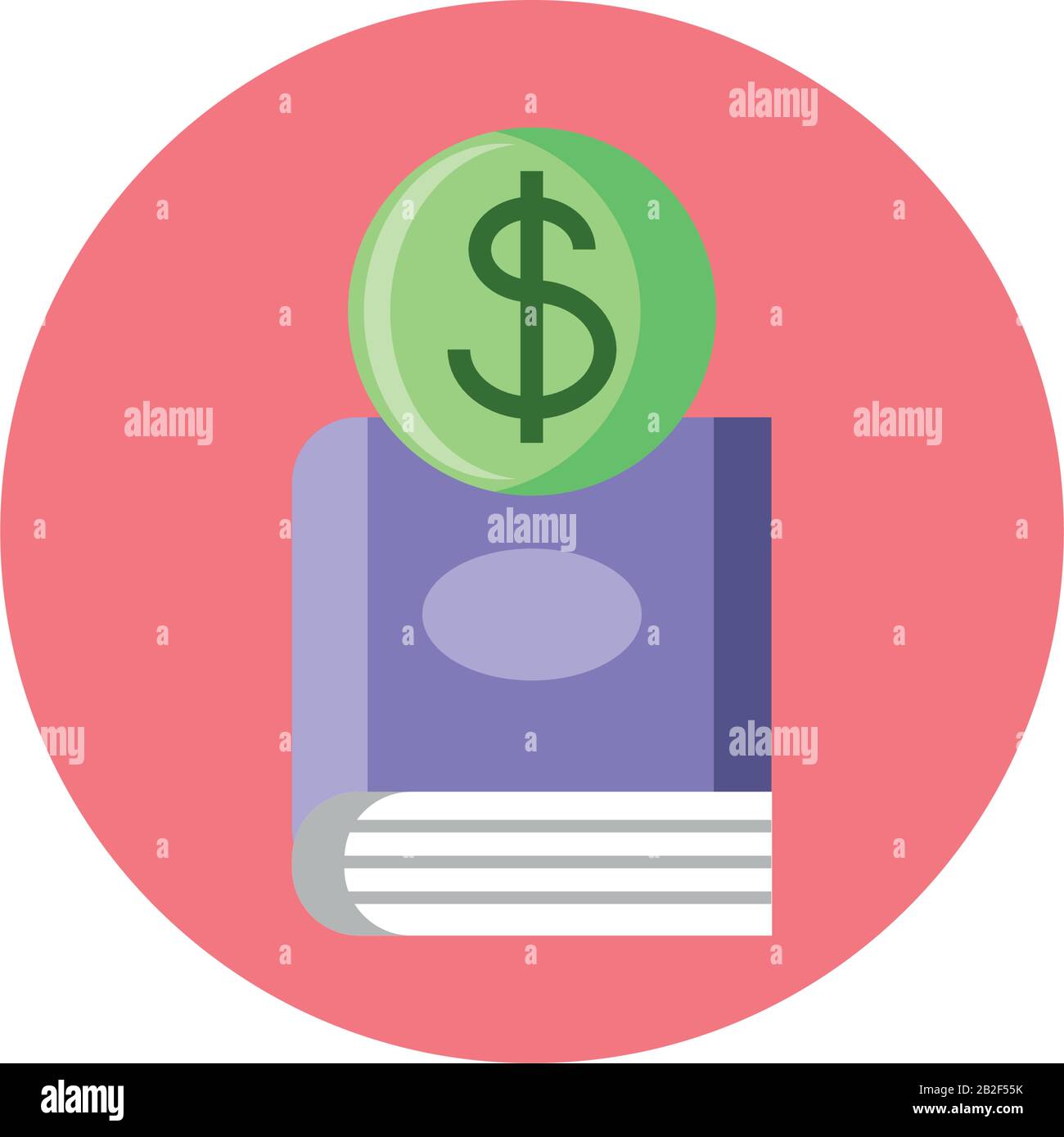 book with money symbol icon over white background, colorful block style ...