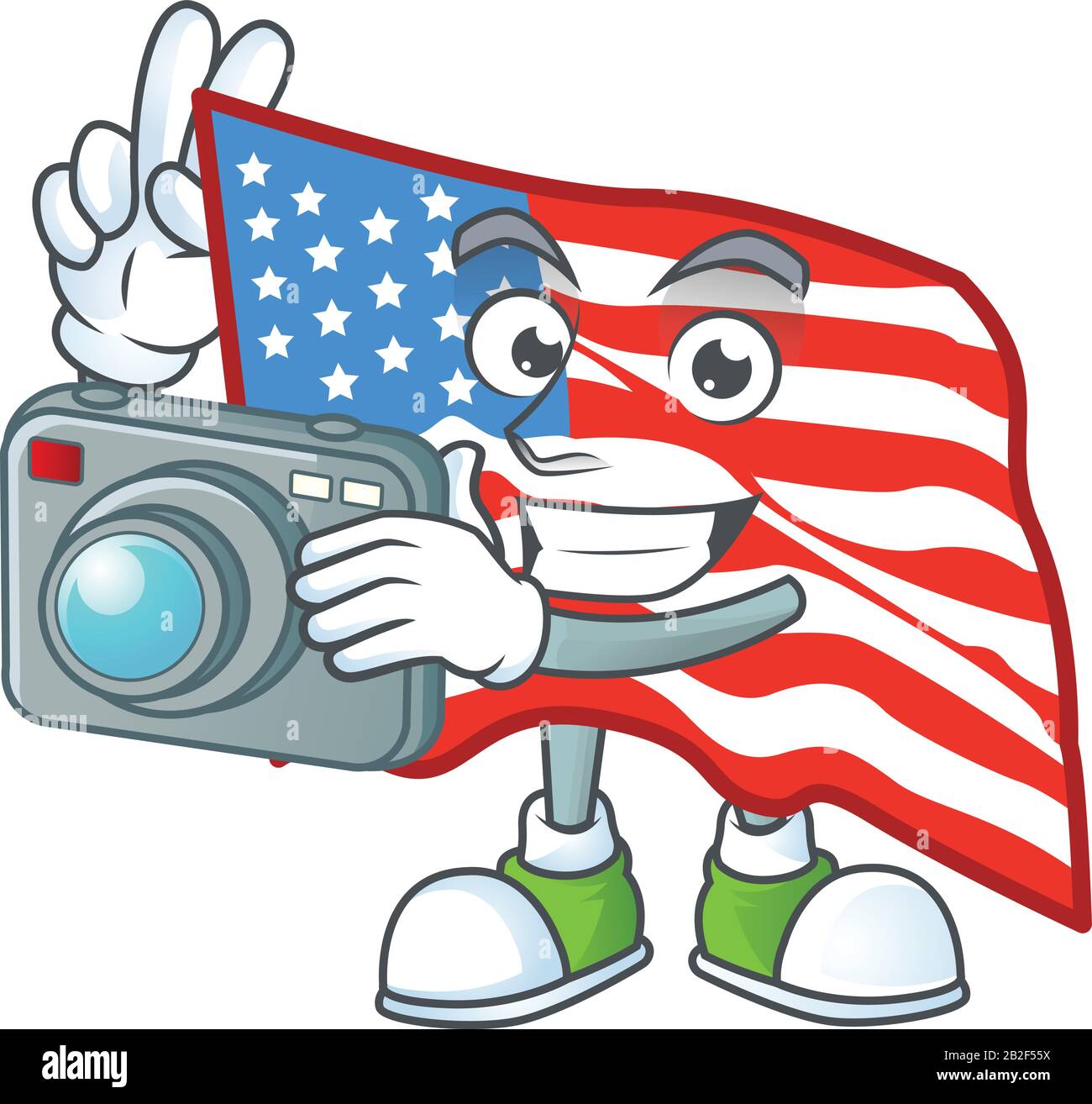 A USA flag Photographer cartoon character in action with a camera Stock ...