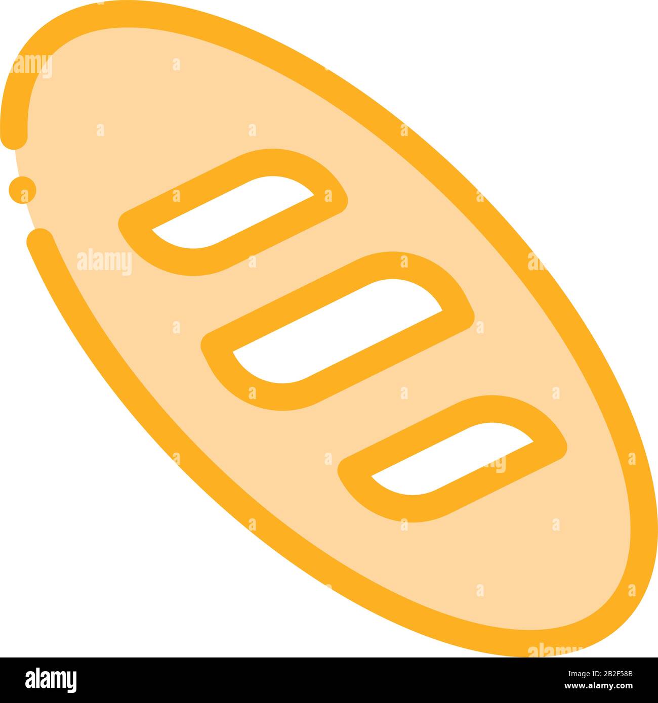 Bread Long Loaf Baked Food Icon Thin Line Vector Stock Vector Image ...