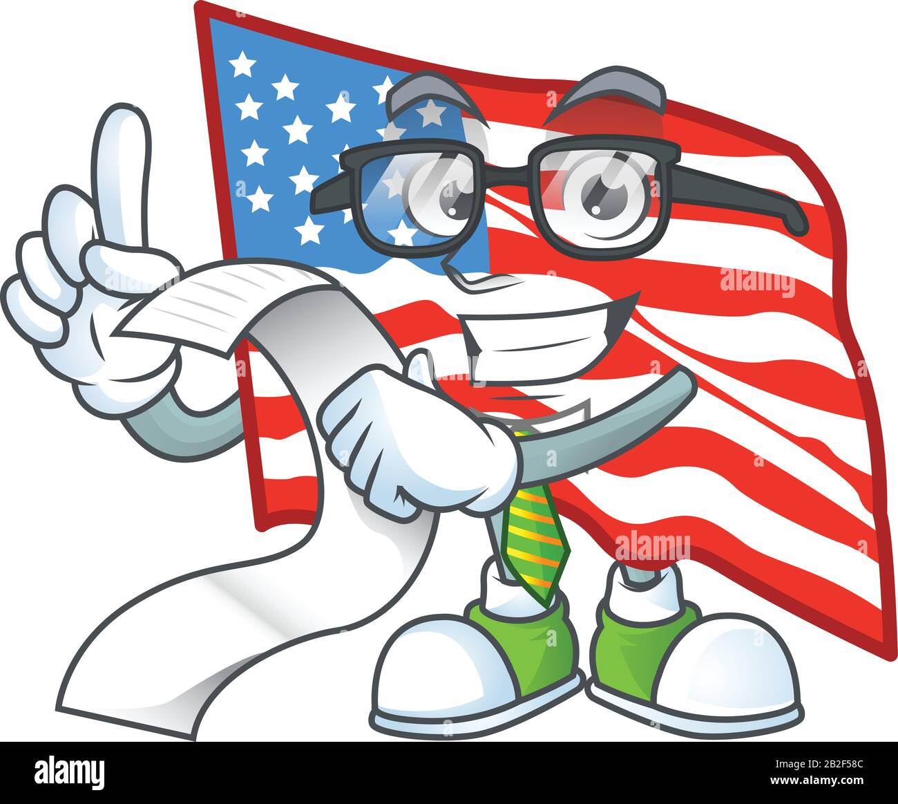 A funny face character of USA flag holding a menu Stock Vector Image ...
