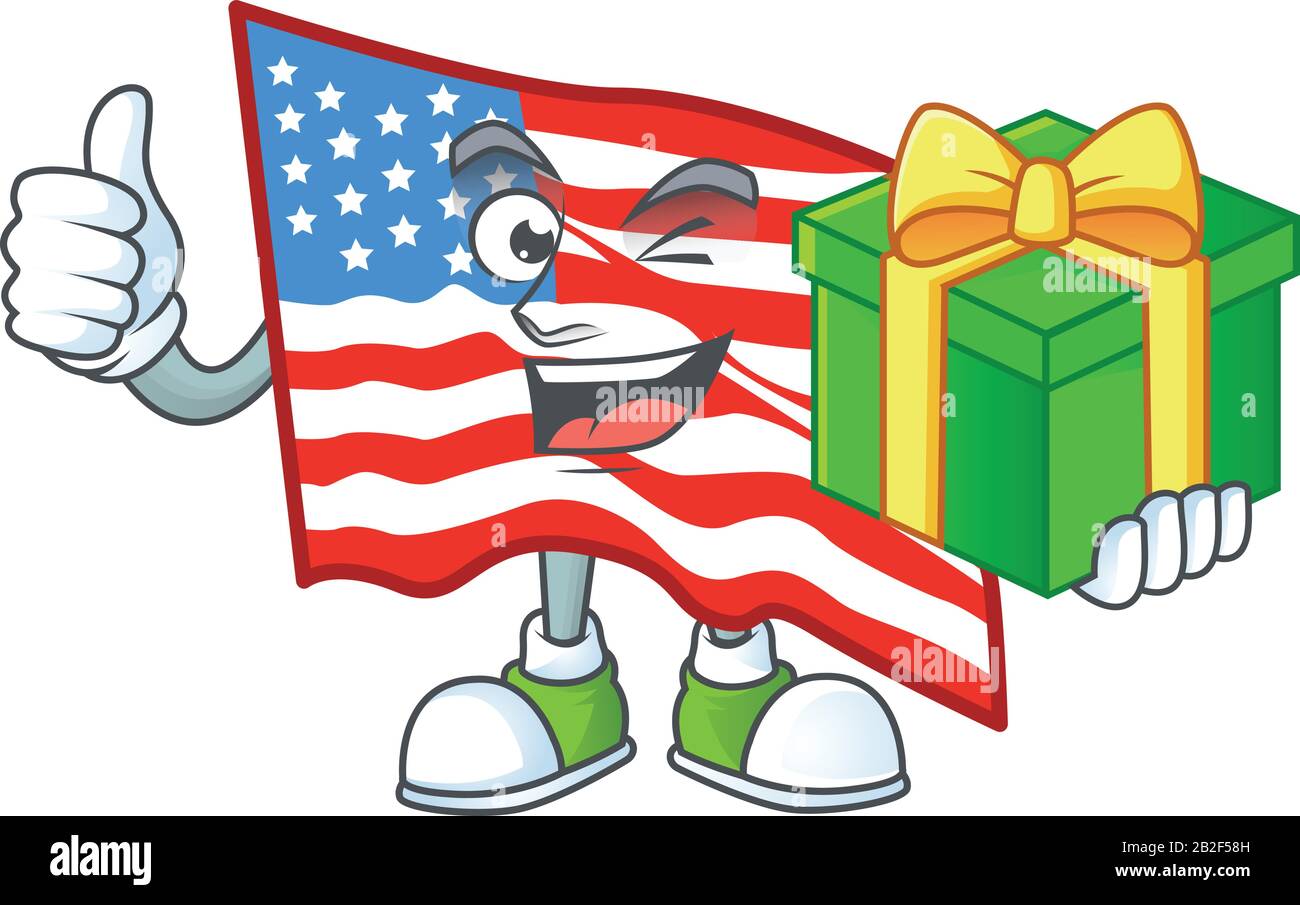 Cute USA flag character holding a gift box Stock Vector Image & Art - Alamy