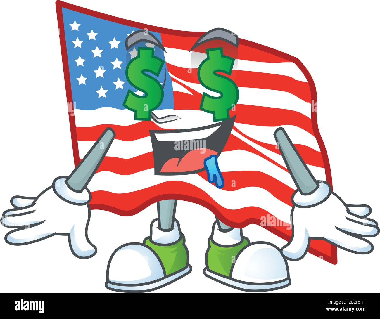 cartoon character style of USA flag with Money eye Stock Vector Image ...