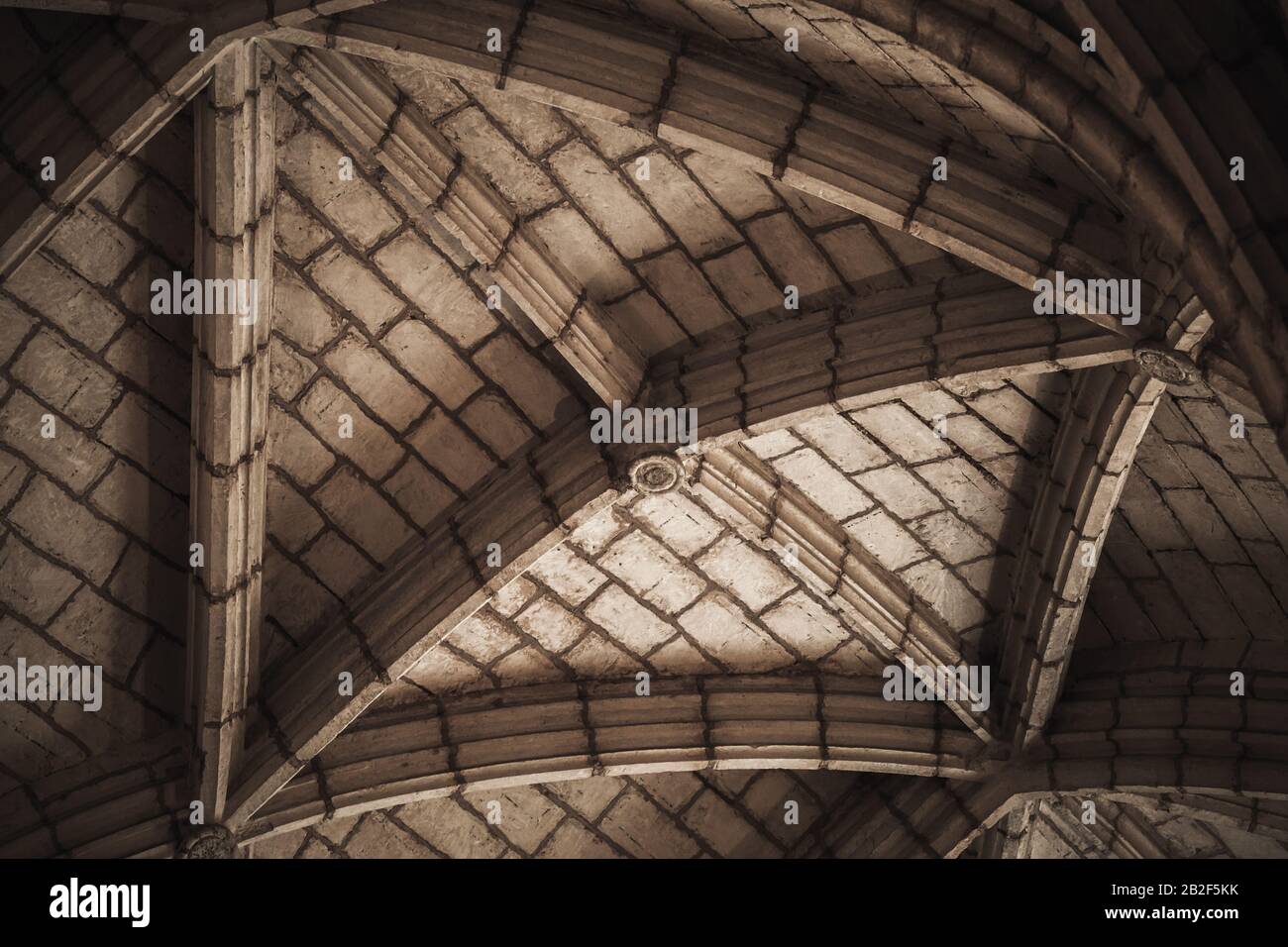 Gothic ceiling structure, abstract dark classic architecture background ...