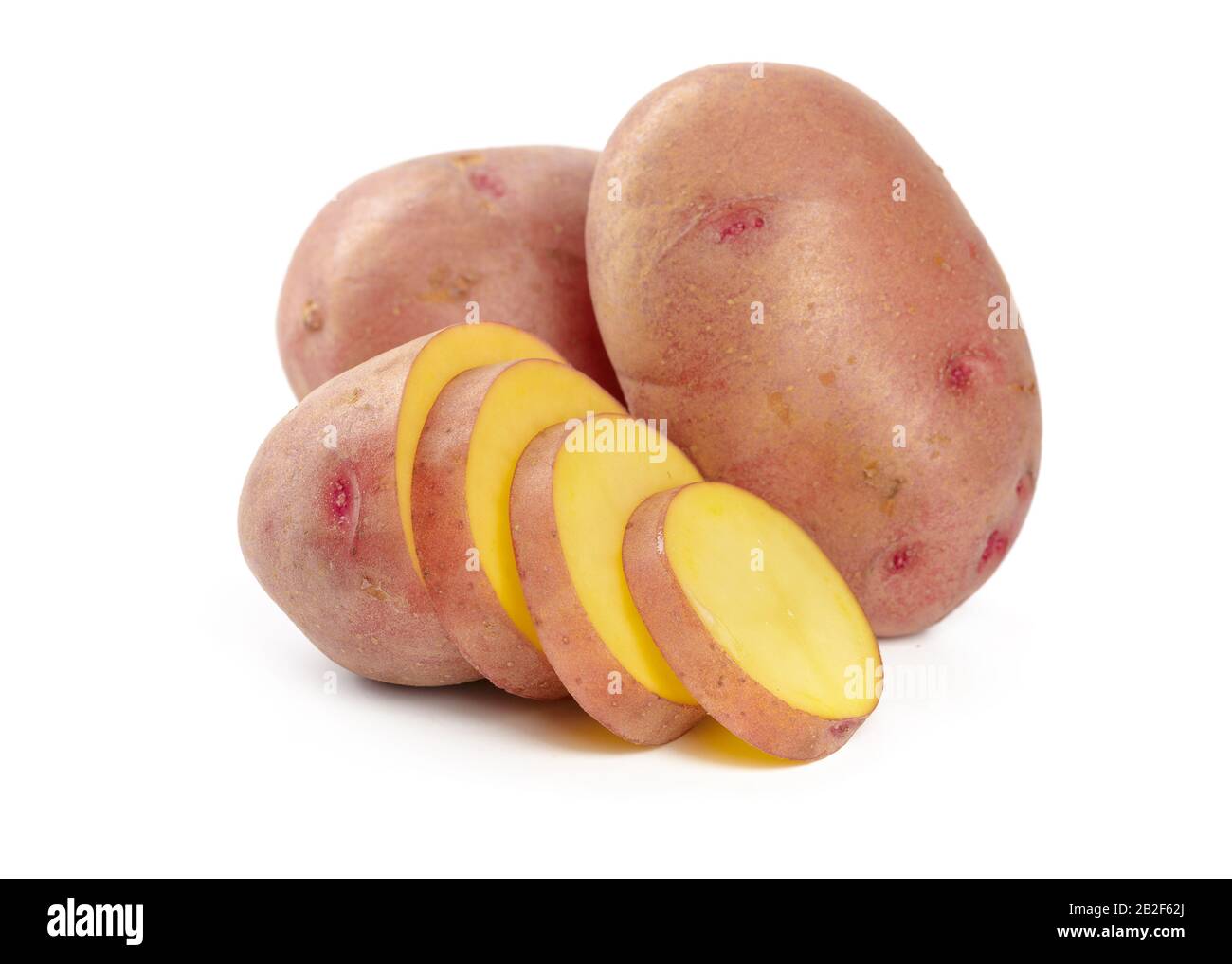 raw potato tuber with slices isolated on white Stock Photo - Alamy