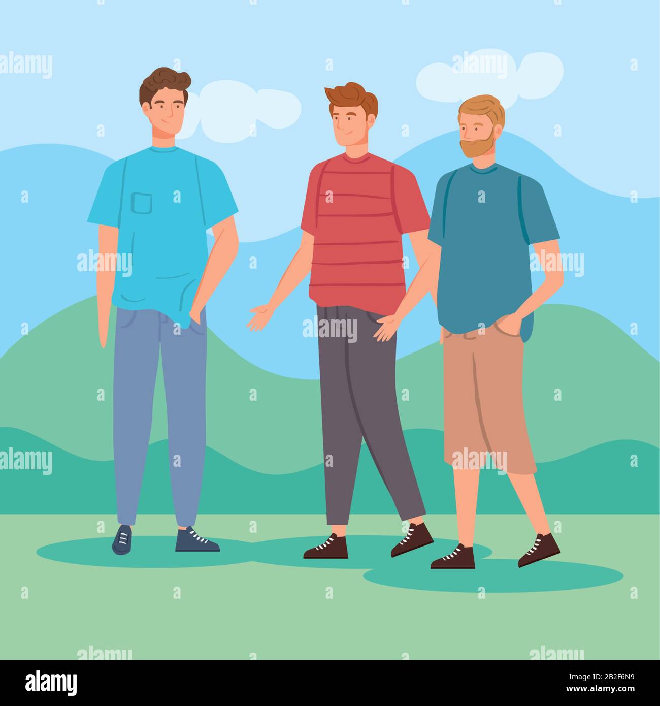 young men in landscape nature Stock Vector Image & Art - Alamy