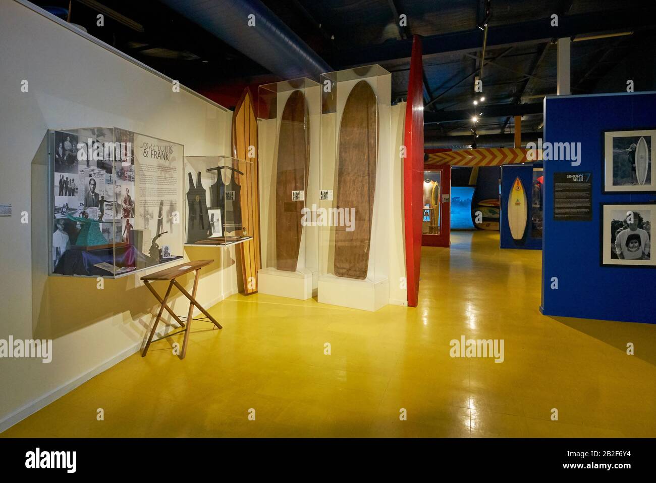 Old surfboards and surfing history artifacts. At the Surf World Museum ...