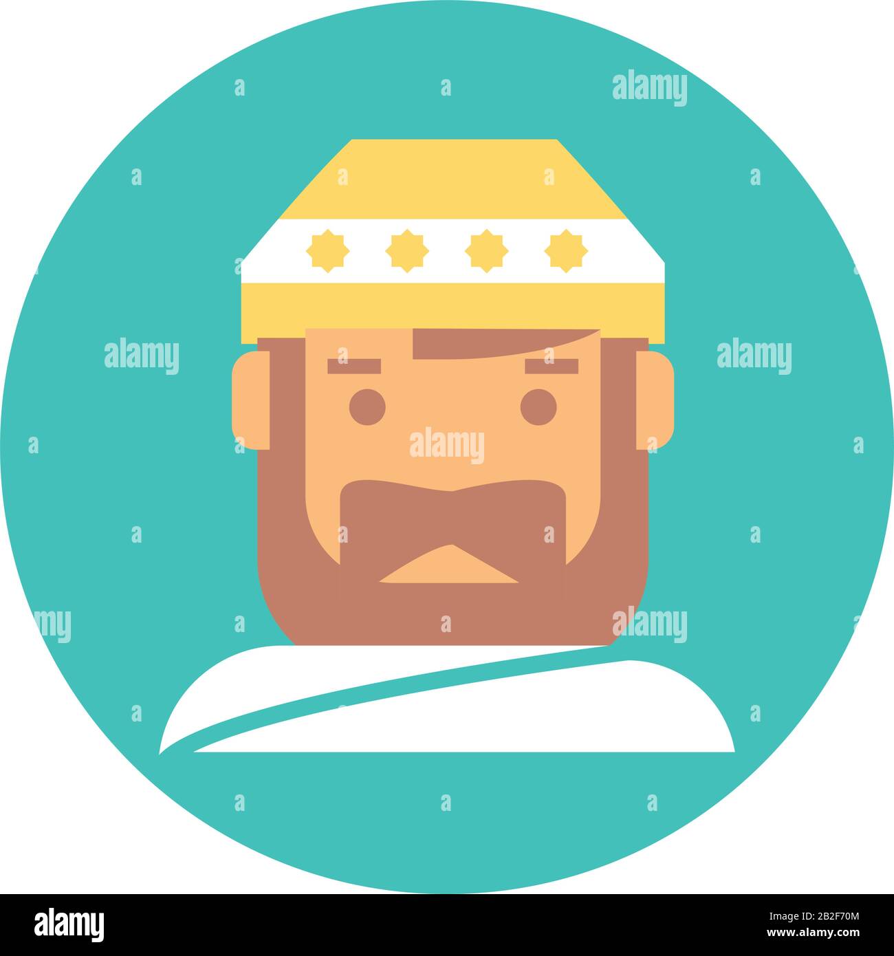 cartoon islamic man icon over white background, block style, vector ...