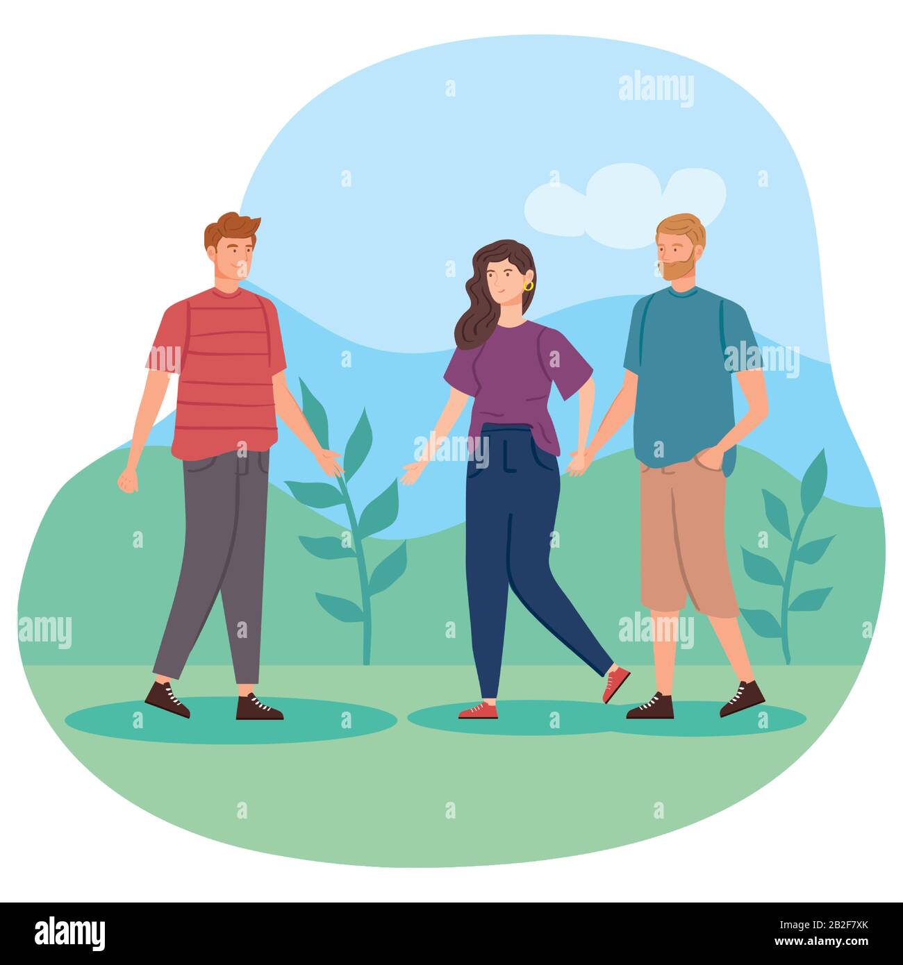 group people in landscape nature Stock Vector Image & Art - Alamy