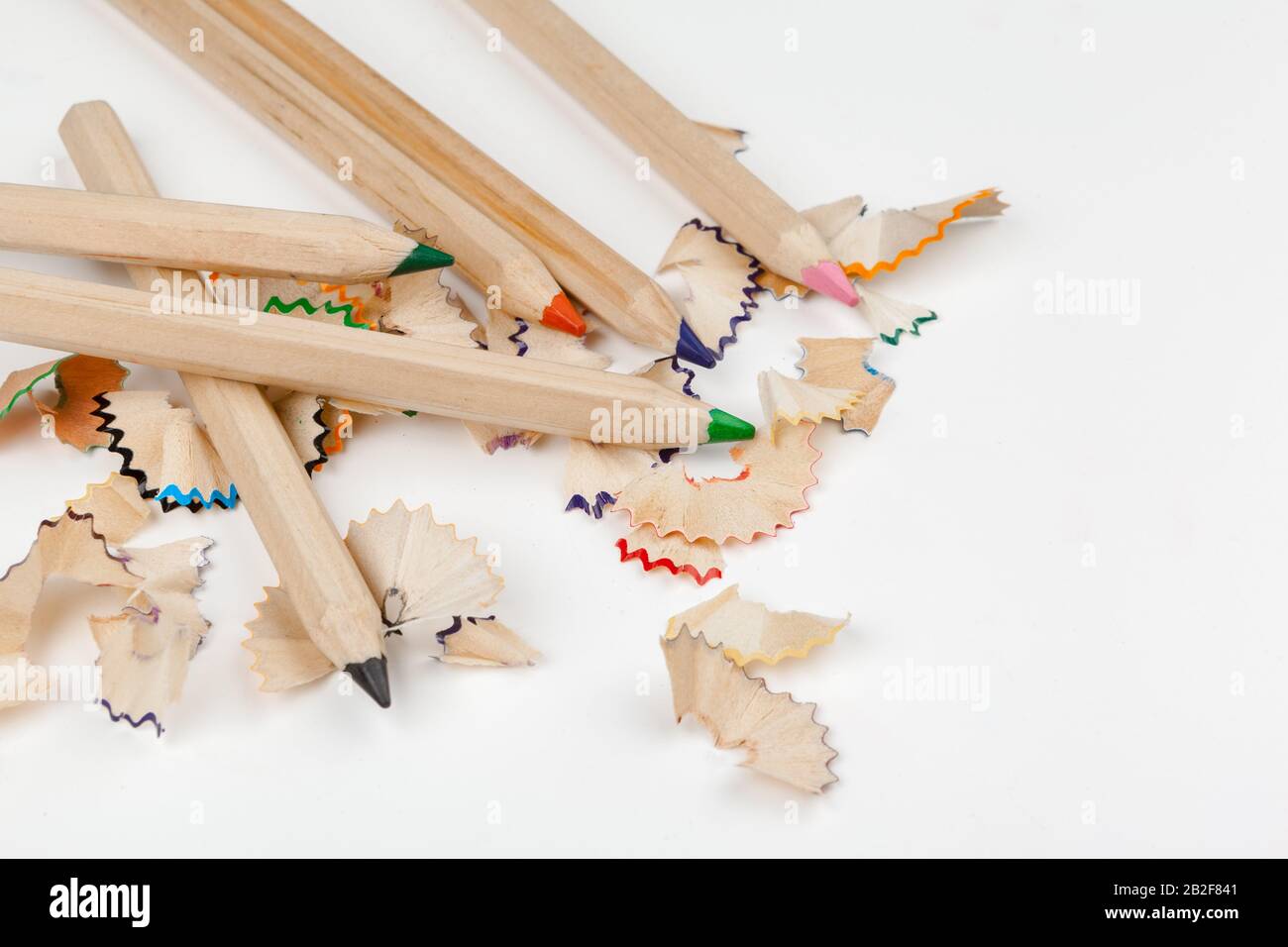 sharped pencils with Pencil Shaving isolated on white Stock Photo - Alamy