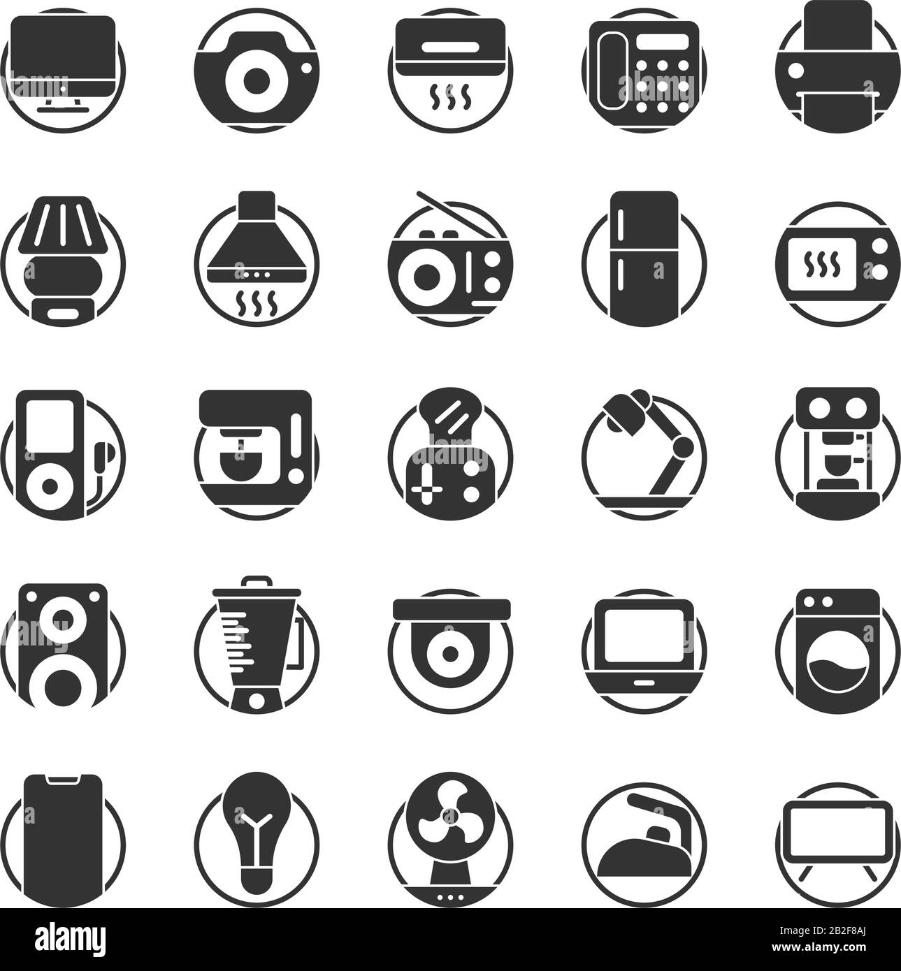 Electrical Appliance solid icon set. Vector and Illustration Stock ...