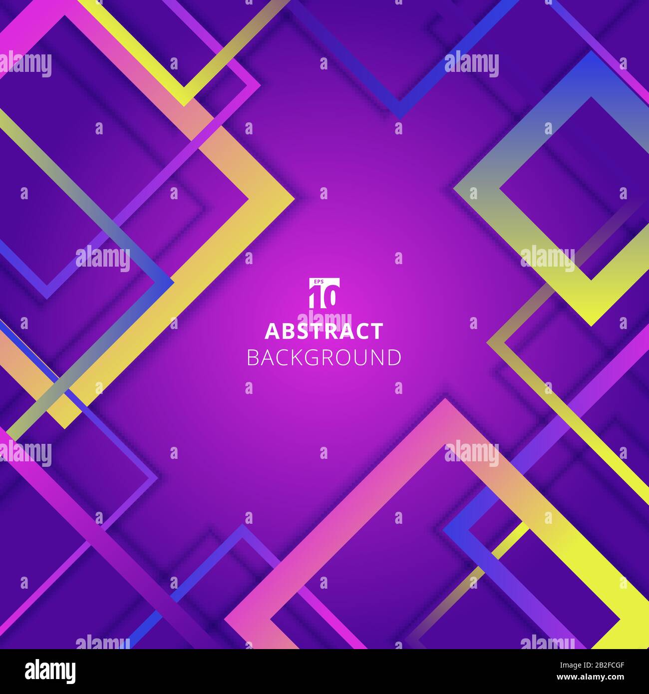 Abstract Geometric Square Border Pattern colorful Overlapping On Purple ...