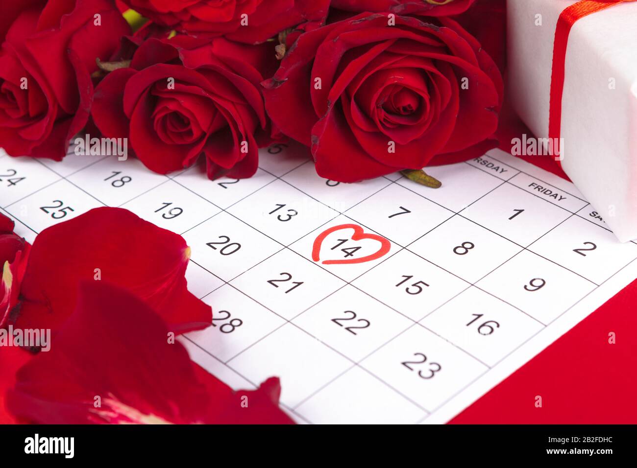 February 14 on calendar and decorations for Valentine's Day Stock Photo ...