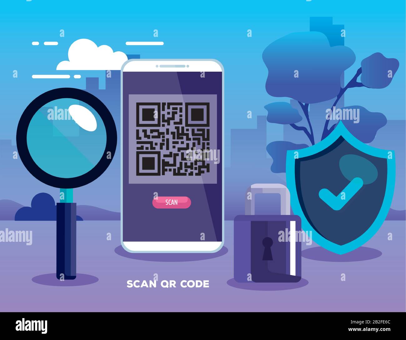 Padlock tree Stock Vector Images - Alamy