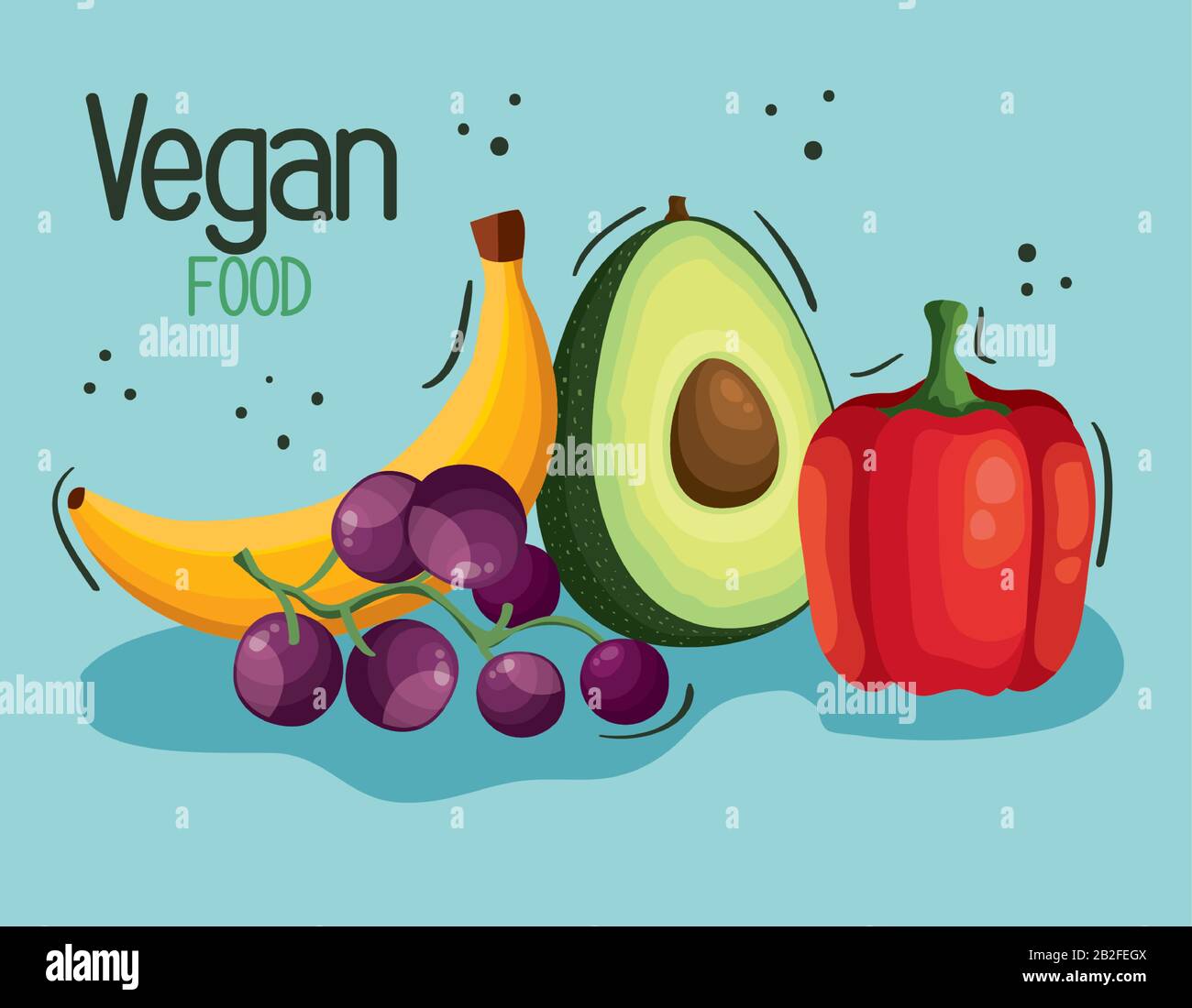 vegan food poster with fruits and vegetables Stock Vector Image & Art ...