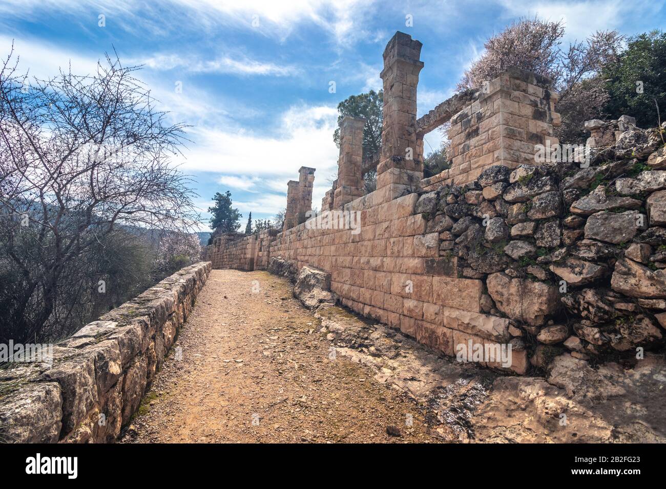 The ruins and structures of the sattaf Nature Reserve in the Jerusalem ...
