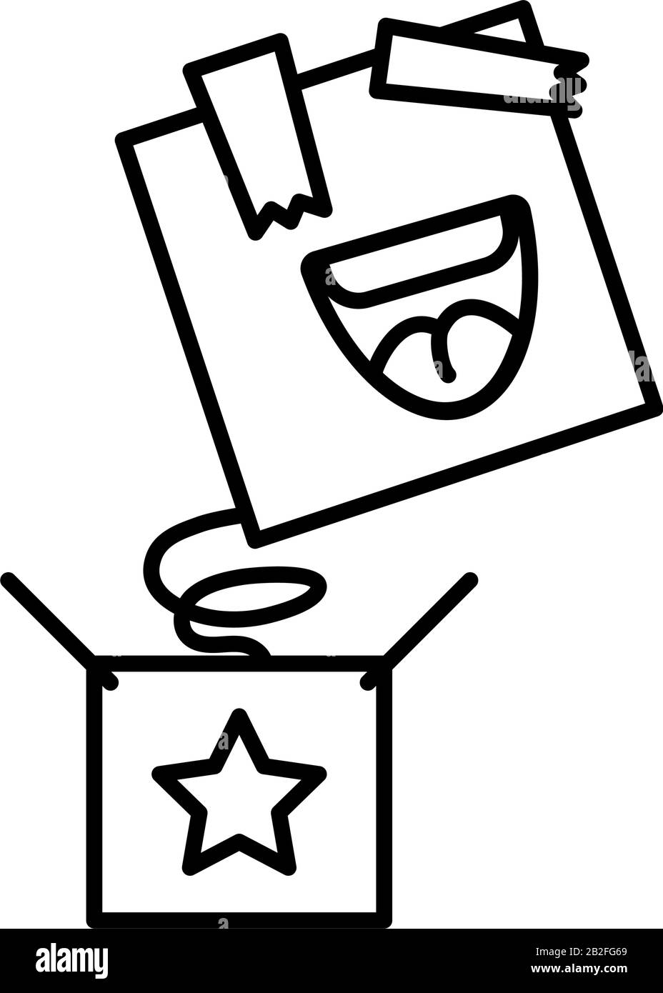 surprise box with face comic on white background vector illustration ...