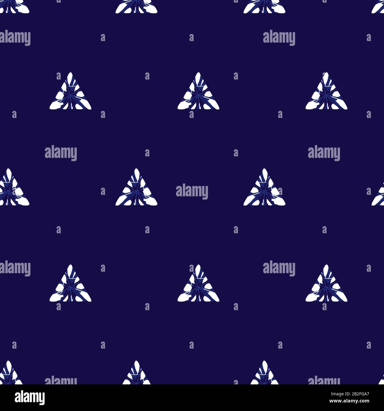 Vector blue shibori simple triangle polka dot seamless pattern ...