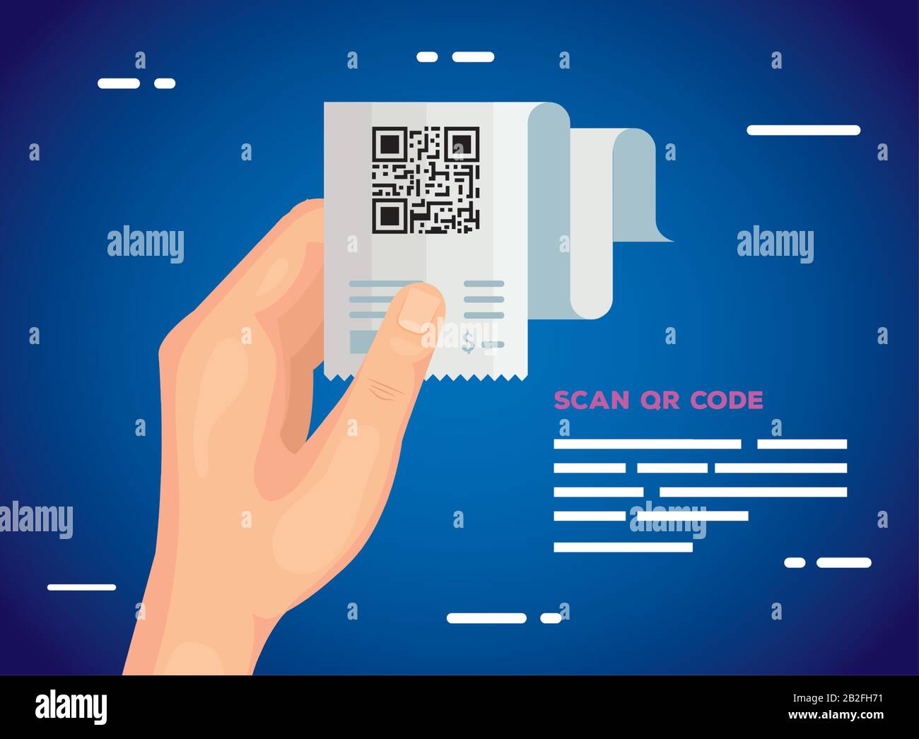 hand holding qr code paper and padlock vector design Stock Vector Image ...