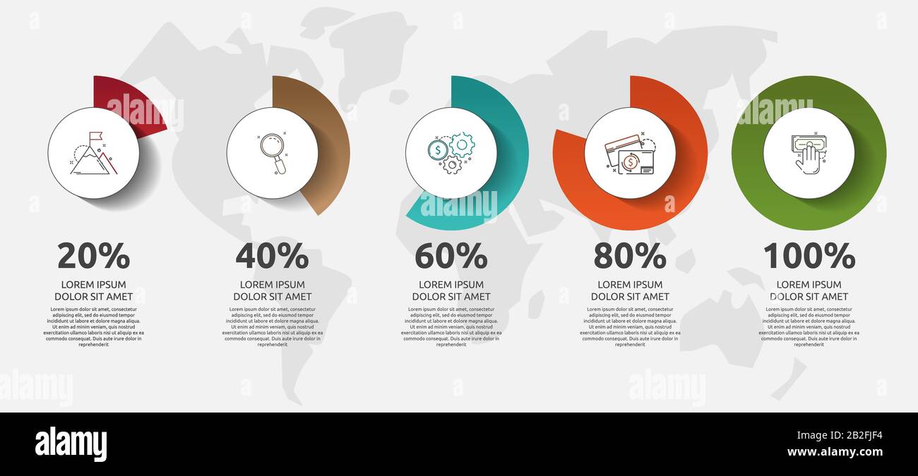 Vector infographic. Circle chart of 5 elements with percent for ...