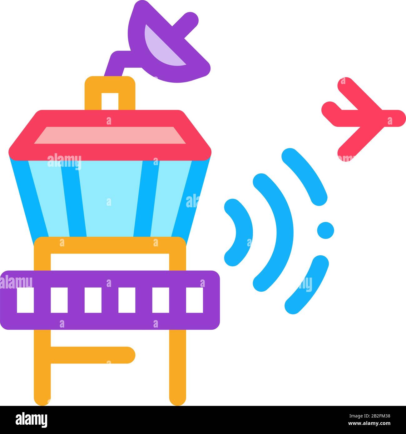 Airport Control Tower Radar Icon Thin Line Vector Stock Vector Image ...