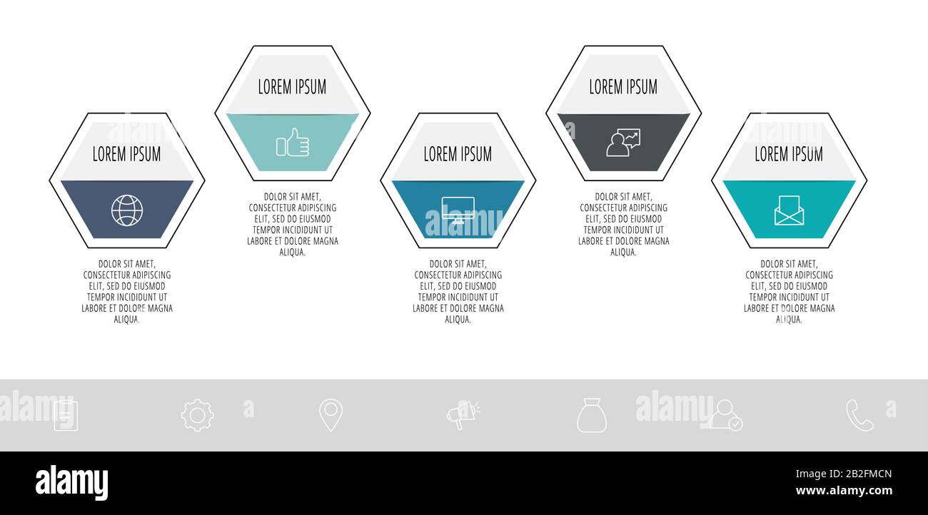 Vector modern infographic process template. Polygons with icons and ...