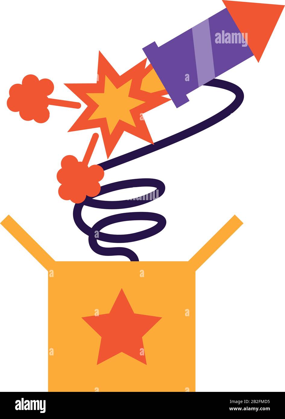 surprise box with a rocket on white background vector illustration ...