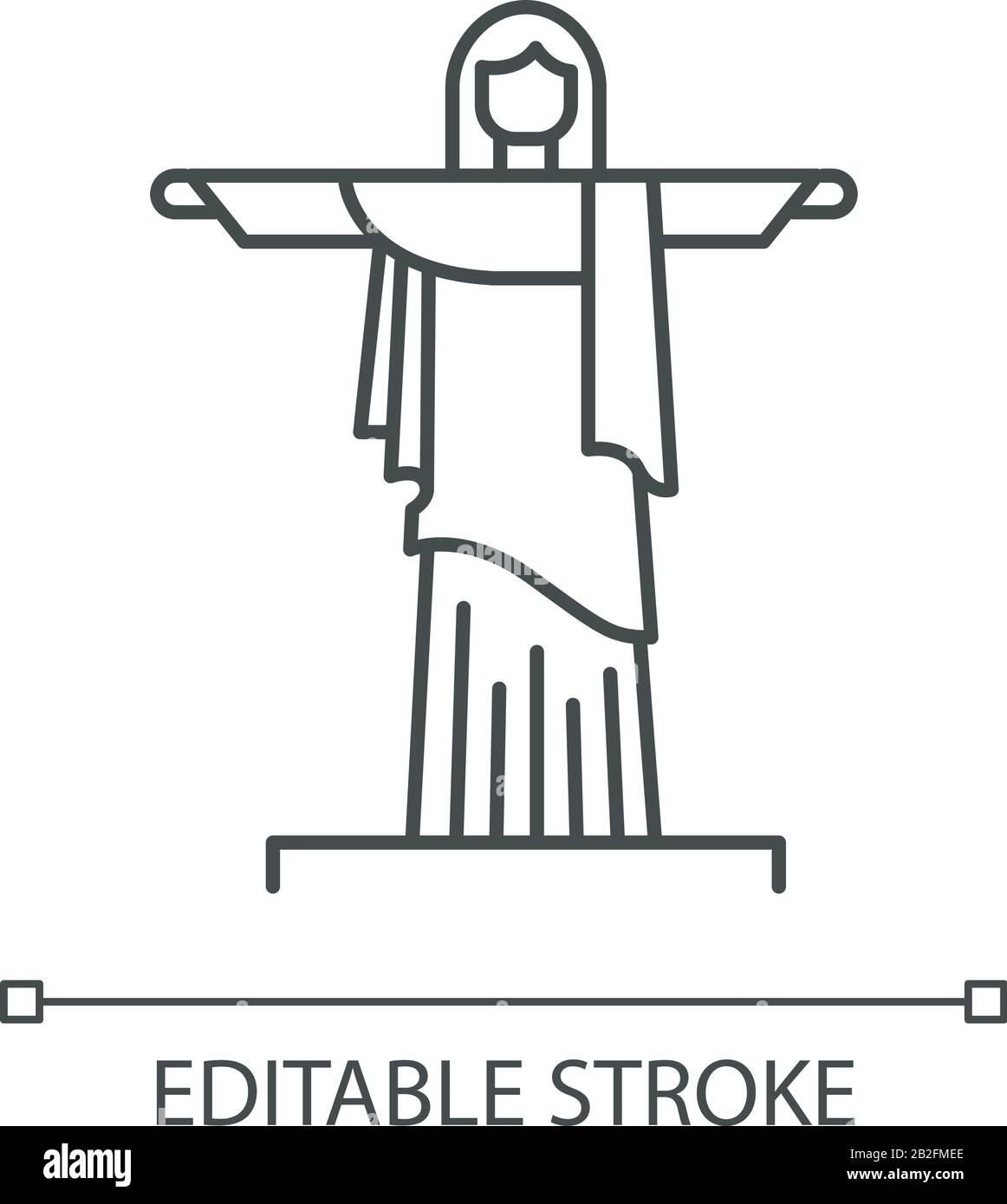 Christ the Redeemer pixel perfect linear icon. Brazilian sculpture ...