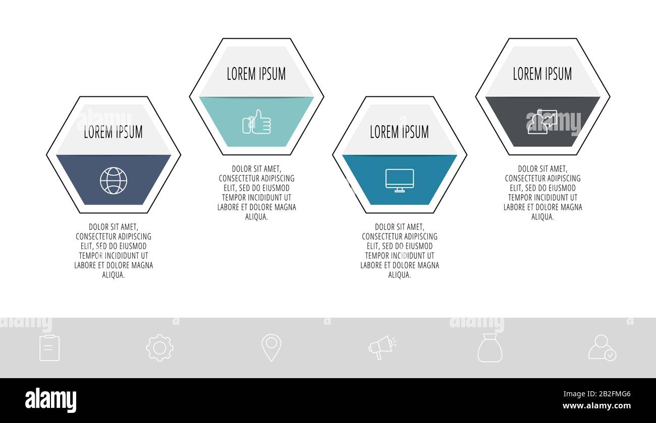 Vector modern infographic process template. Polygons with icons and ...