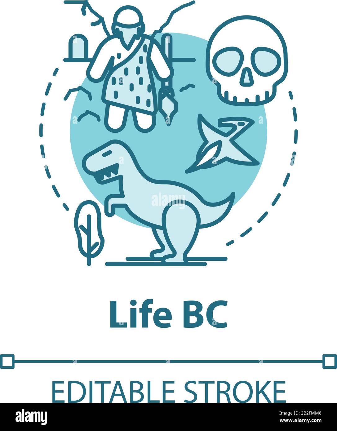 Life BC concept icon. Paleontological research. Studying development of ...