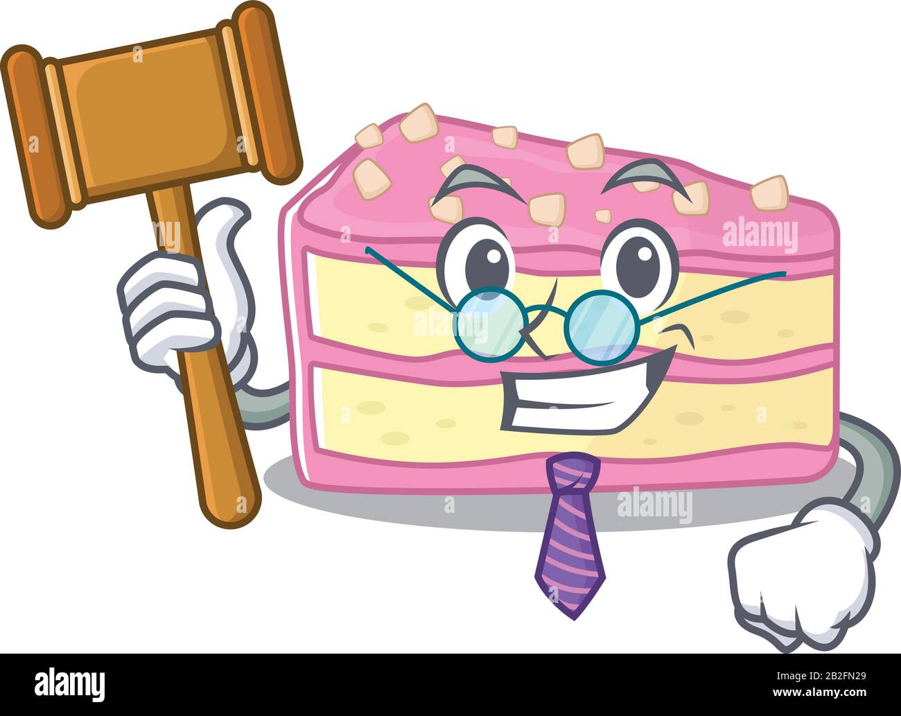 Smart Judge strawberry slice cake in mascot cartoon character style ...