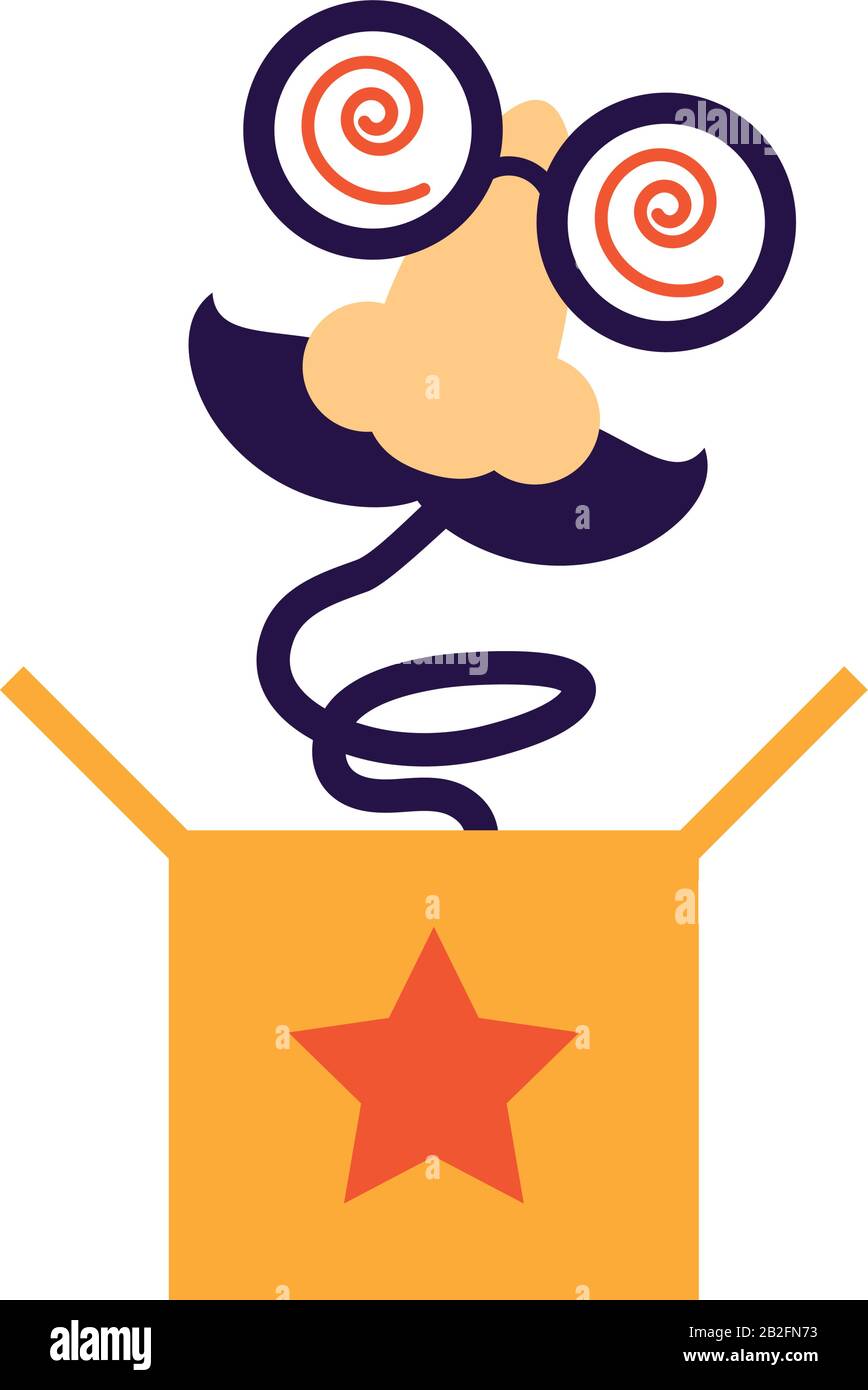 surprise box with face comic on white background vector illustration ...