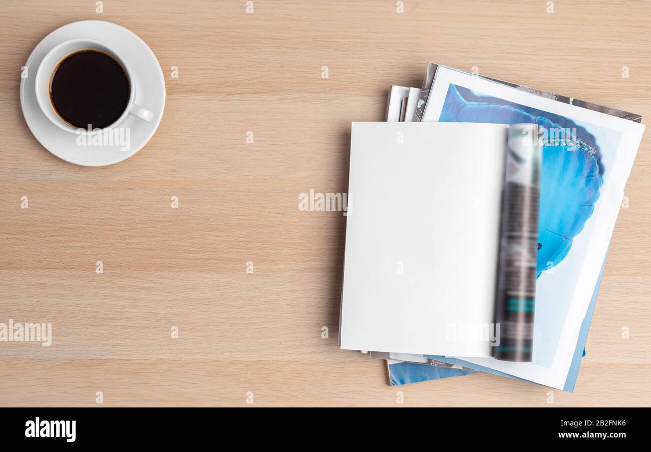 Magazine pages close up top view. creative photo Stock Photo - Alamy