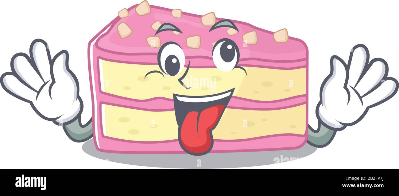 Cute sneaky strawberry slice cake Cartoon character with a crazy face ...