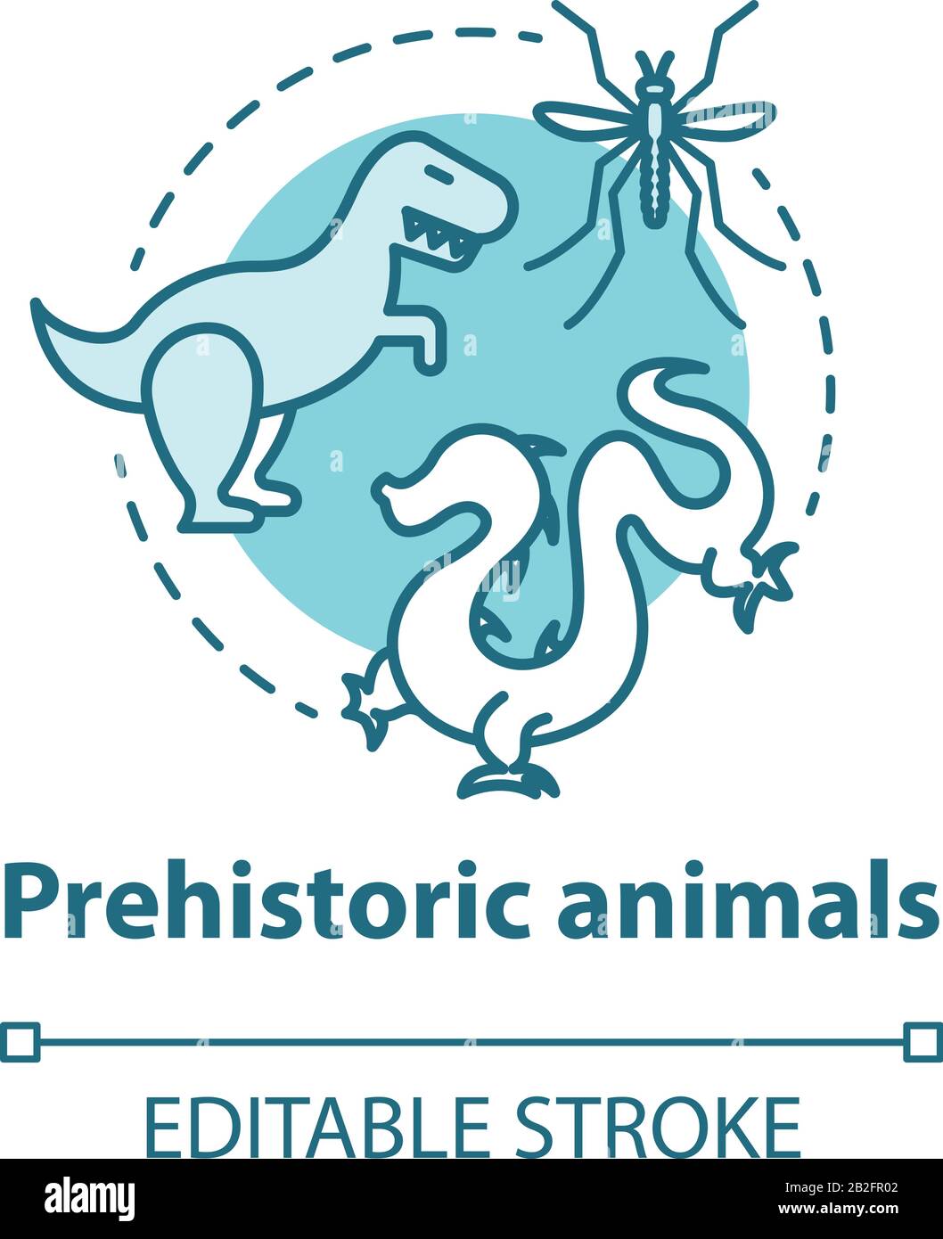 Prehistoric animals concept icon. Paleontological researching. Study of ...