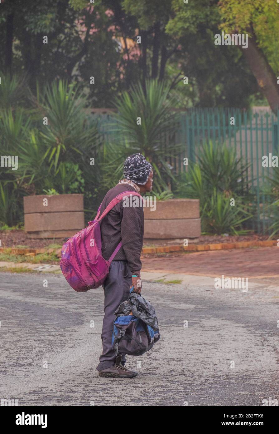 Alberton, South Africa - unidentified homeless black man with his ...