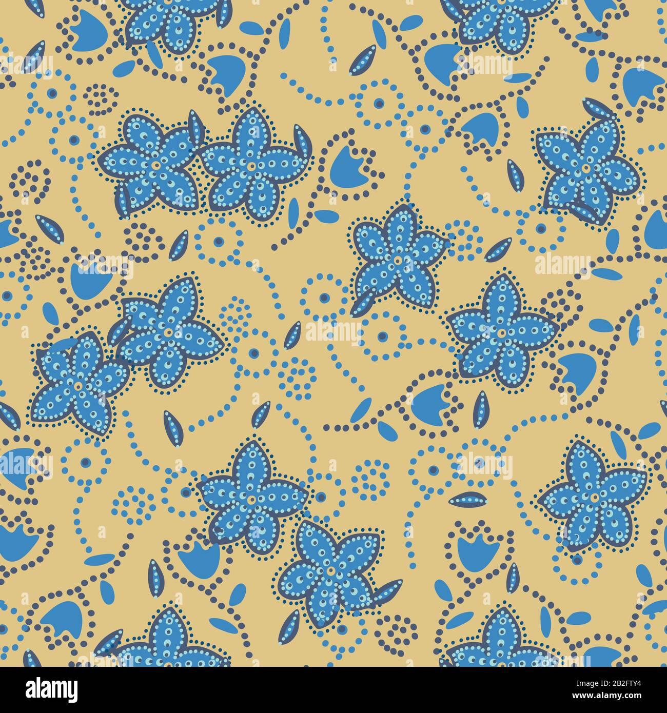 blue dotted flowers seamless vector pattern Stock Vector Image & Art ...