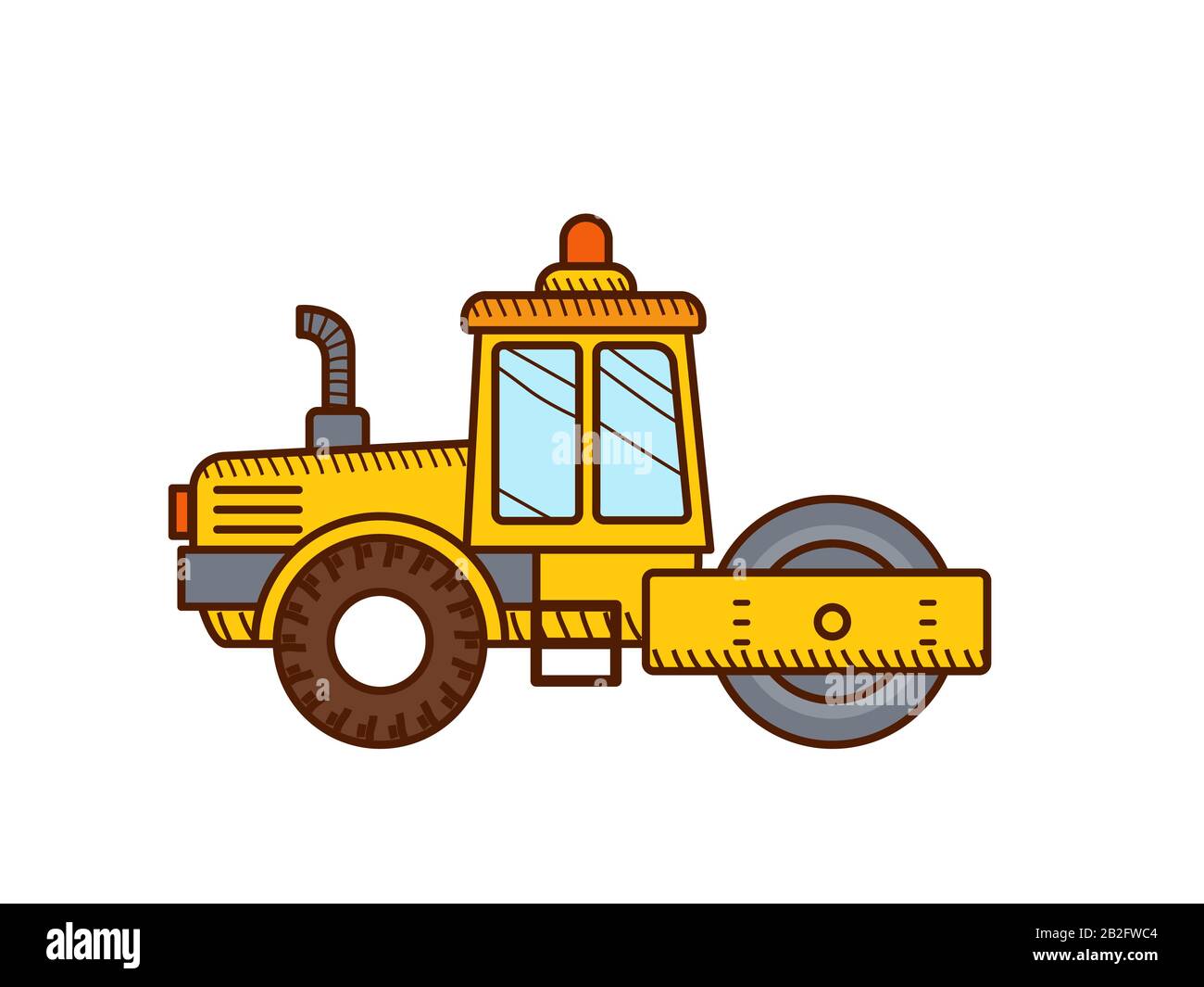 Road roller isolated on white background. Construction icon ...