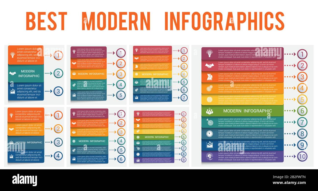 Modern infographic. Strips 3,4,5,6,7,8,10 options. Banner for business ...