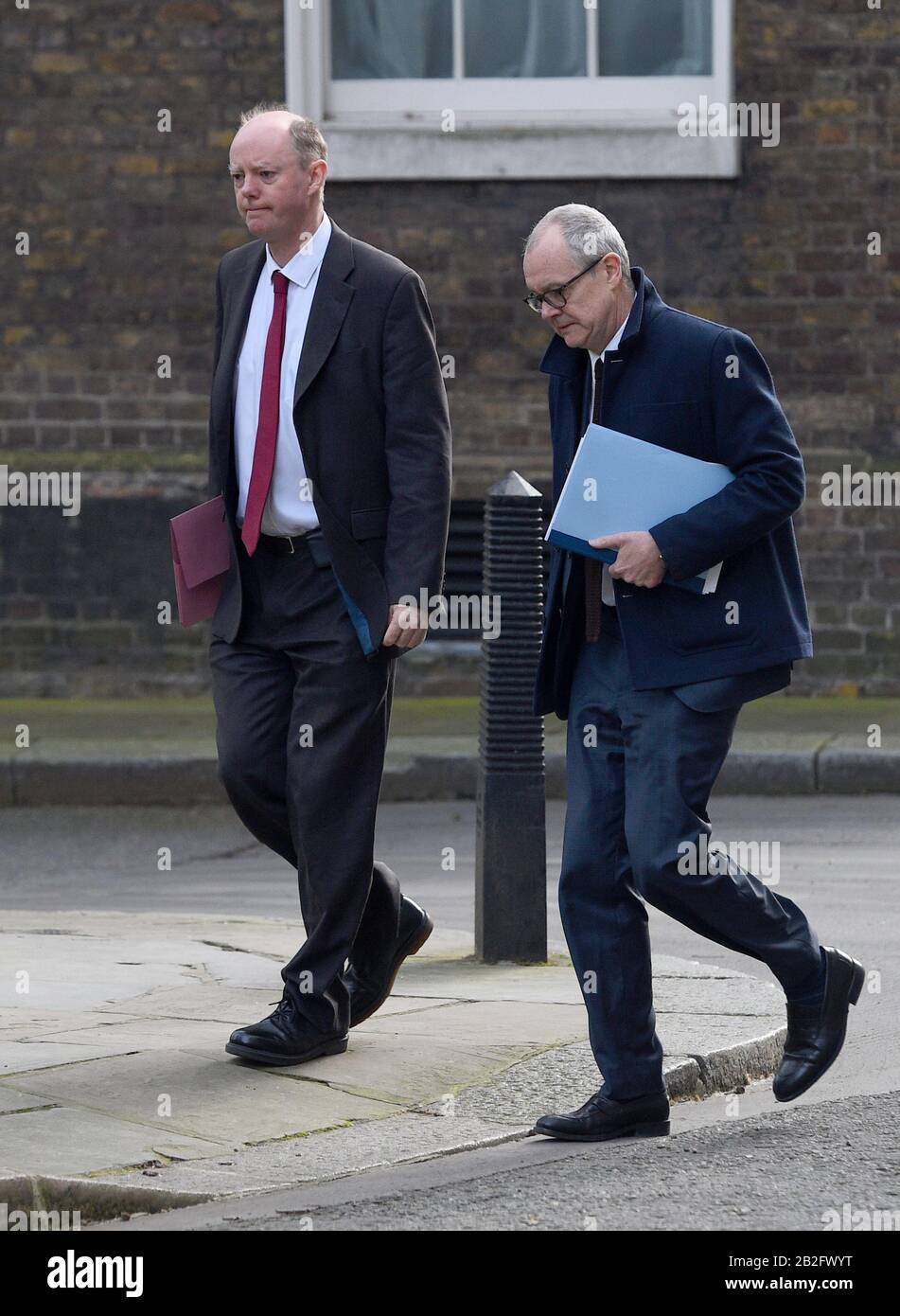 Chief Medical Officer Chris Whitty (left) arrives for a cabinet meeting ...