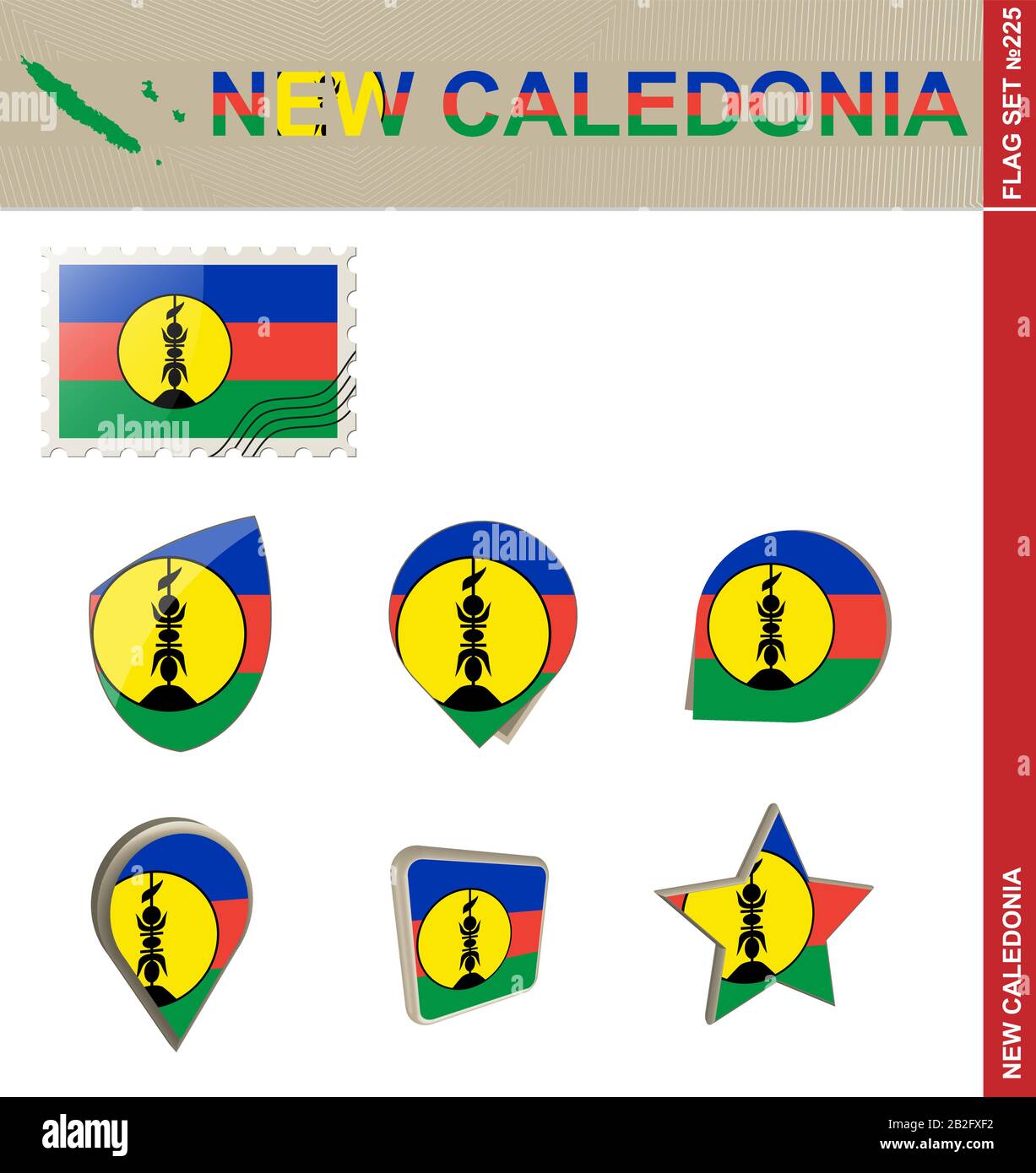 New Caledonia Flag Set, Flag Set #225. Vector Stock Vector Image & Art ...