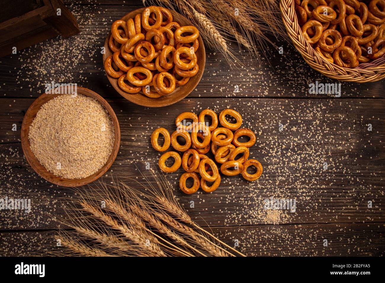 Salty hard round pretzels Stock Photo - Alamy
