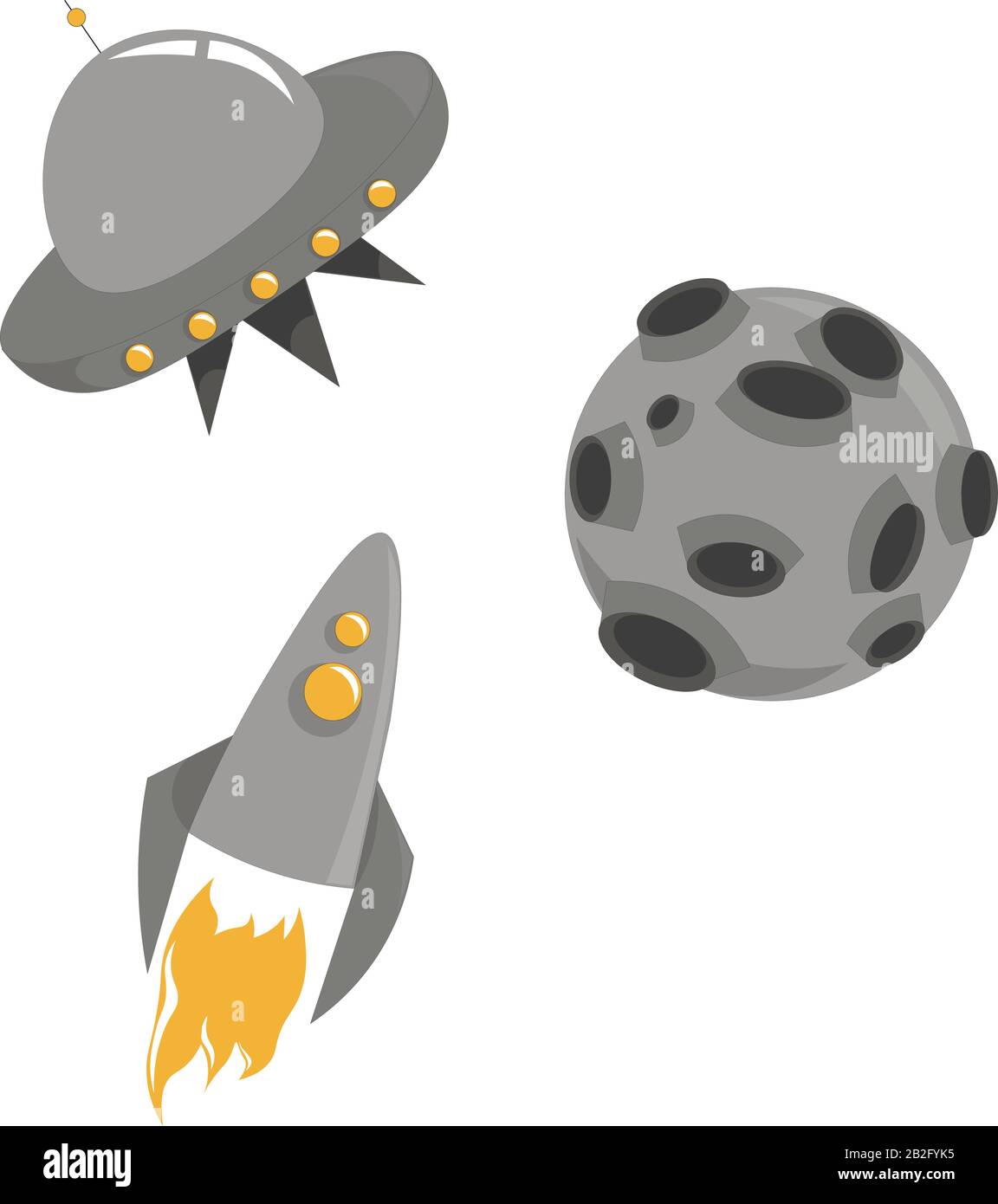 Space set: rocket, planet, flying saucer Stock Vector Image & Art - Alamy