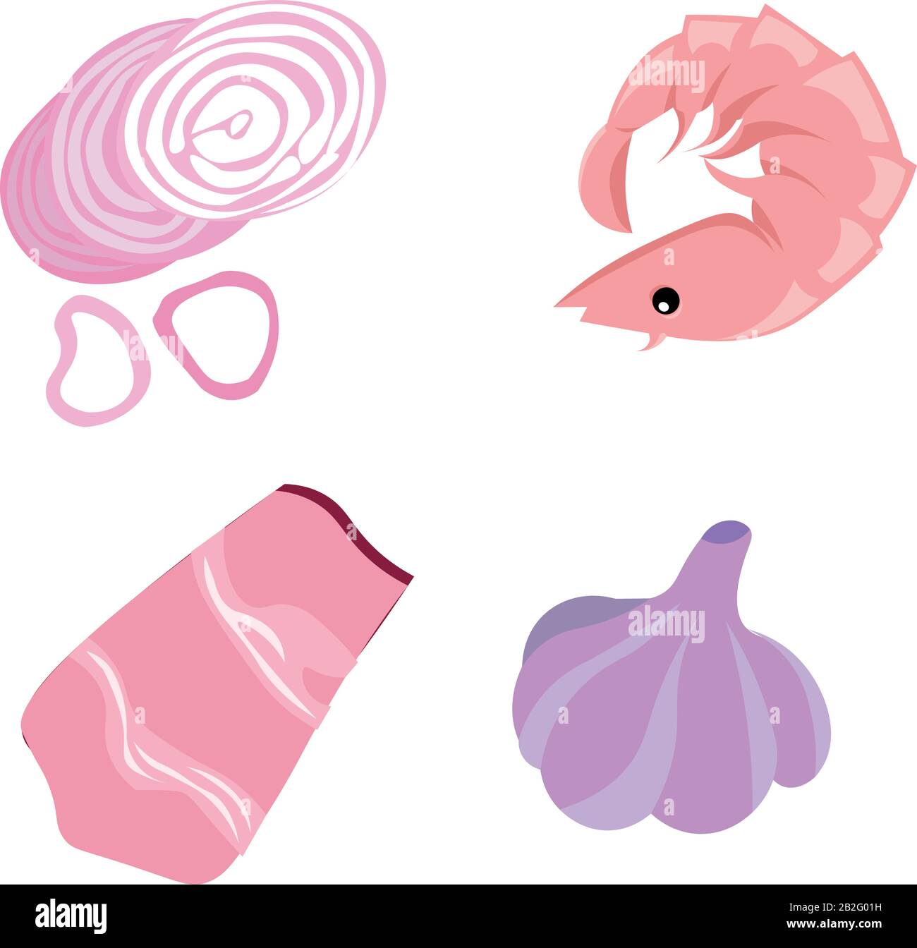 Pink bright vector objects. Healthy food. Menu design. Illustrations ...