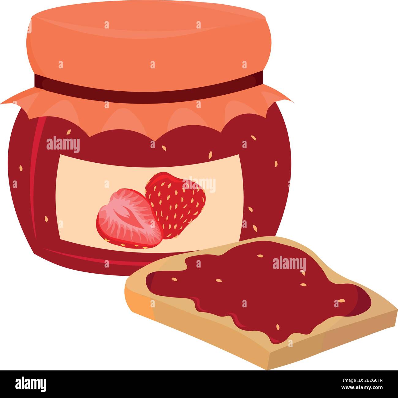 Strawberry jam toast strawberries Stock Vector Images - Alamy